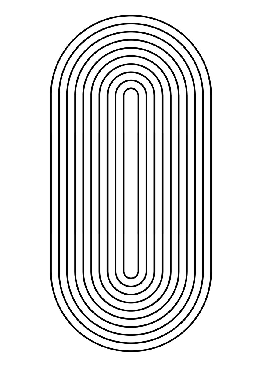 'Abstract Geometric Black and White Oval' Poster, picture, metal print ...