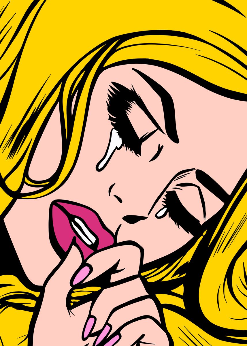 'Crying Woman Pop Art' Poster, picture, metal print, paint by Black ...