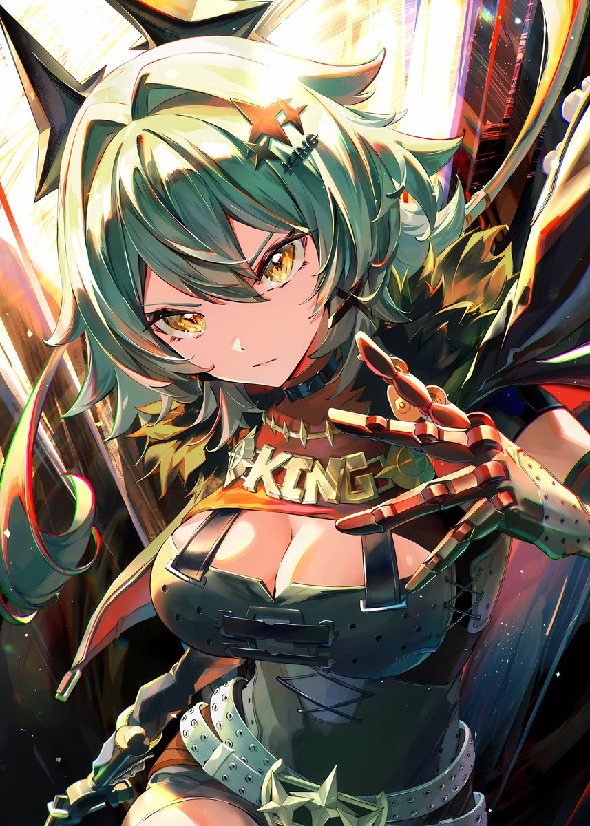 'Girl with Green Hair' Poster, picture, metal print, paint by Faeyza Artwork | Displate