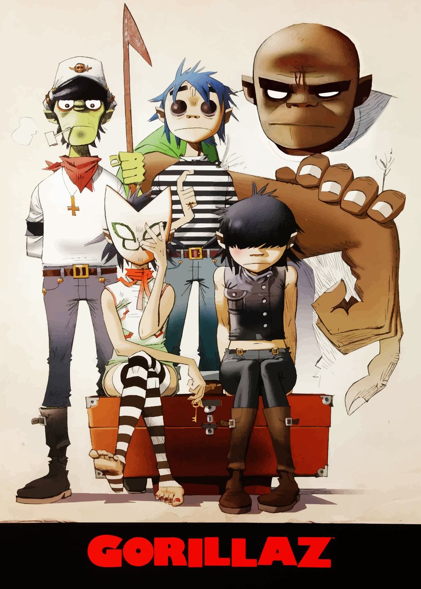 'Gorillaz Band Poster' Poster, picture, metal print, paint by hendra melo | Displate