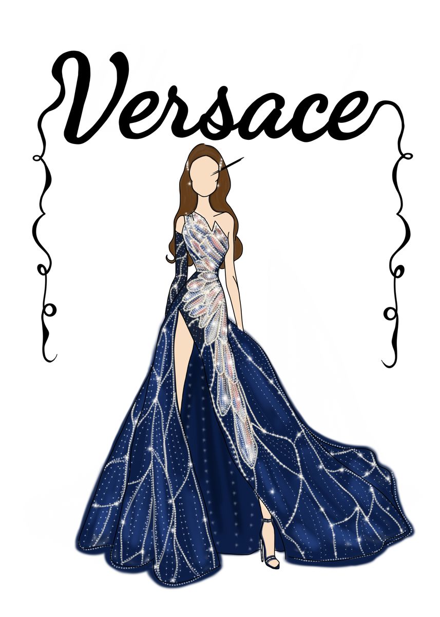 'Versace Gown Illustration' Poster, picture, metal print, paint by Anam ...