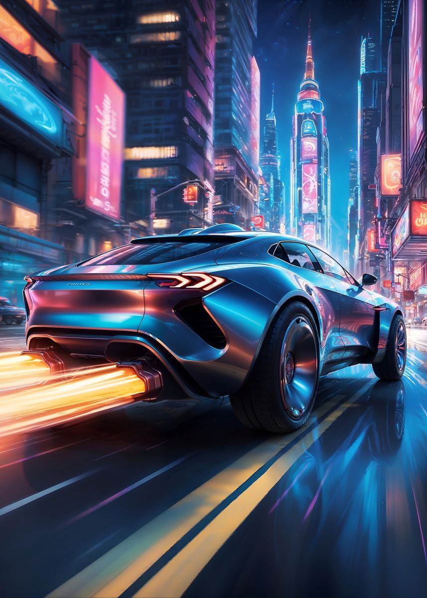 'Cyberpunk Street Racing' Poster, picture, metal print, paint by ...