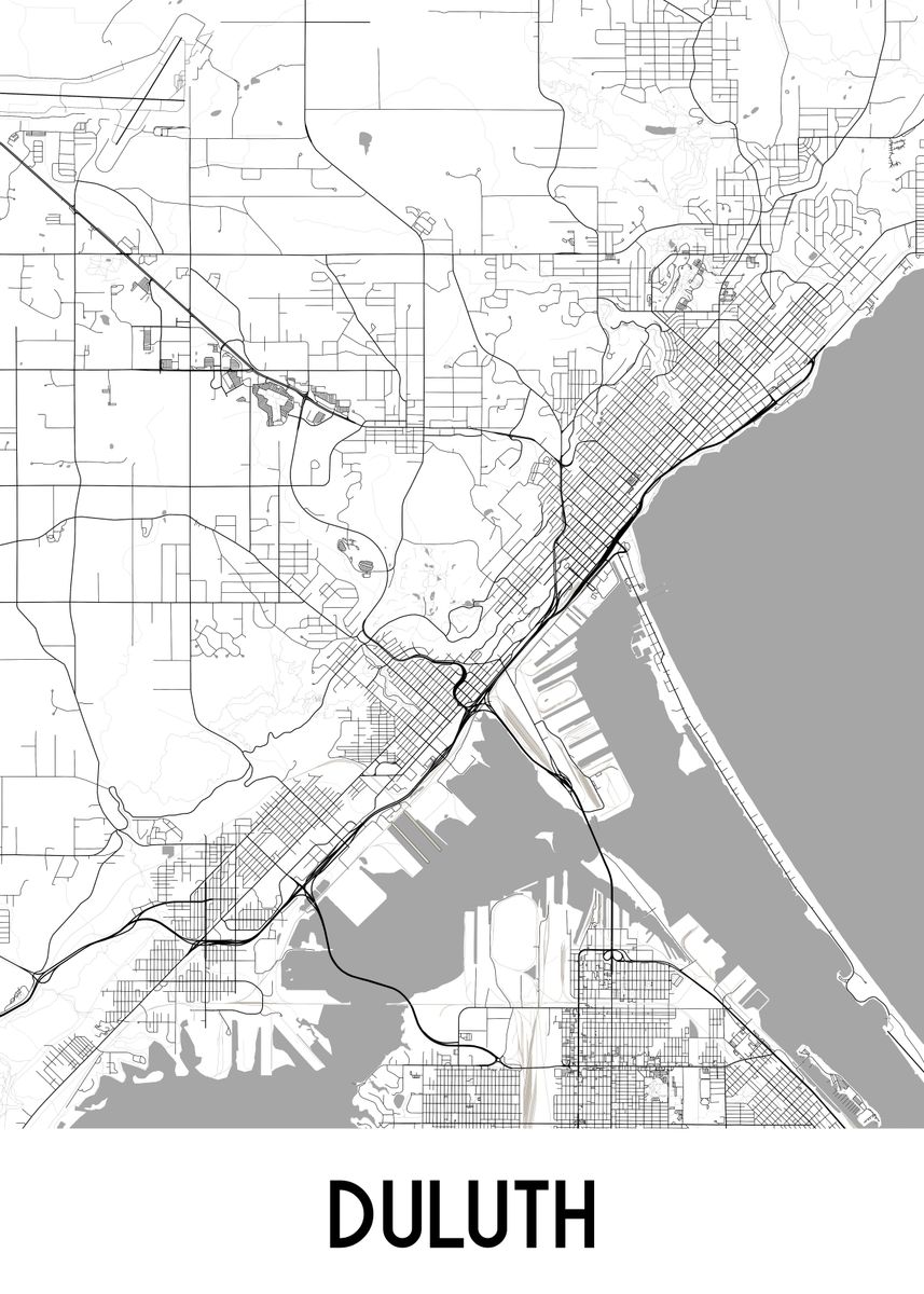 'Duluth City Map' Poster, picture, metal print, paint by Sam Kal | Displate