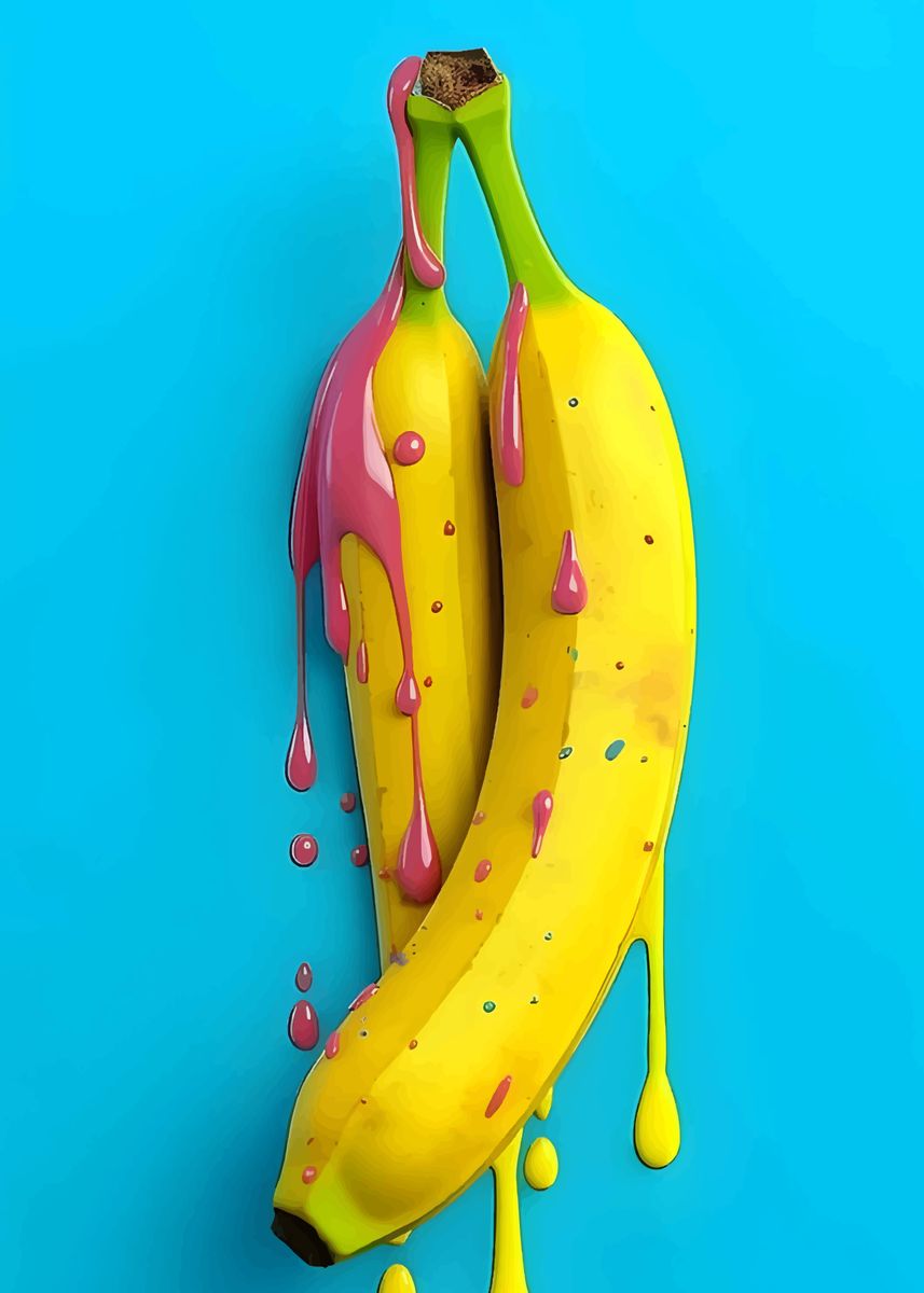'Dripping Paint Bananas' Poster, picture, metal print, paint by Para Go ...