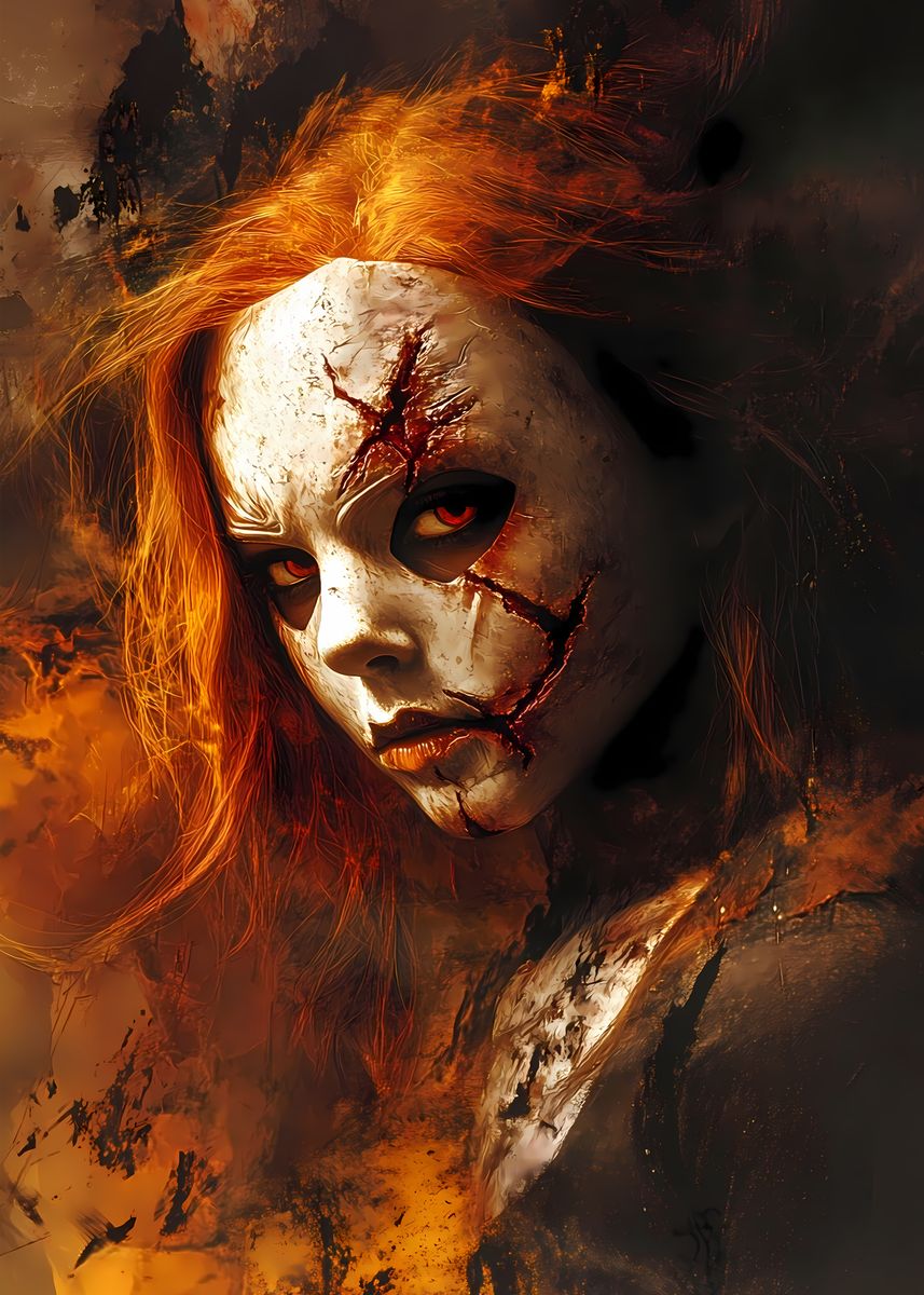 'Horror Mask Woman' Poster, picture, metal print, paint by Jay | Displate