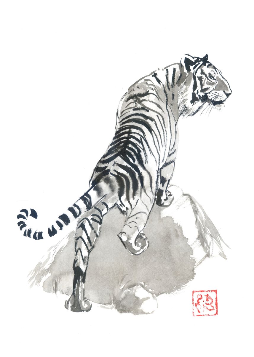 'Tiger Ink Painting' Poster, picture, metal print, paint by pechane ...
