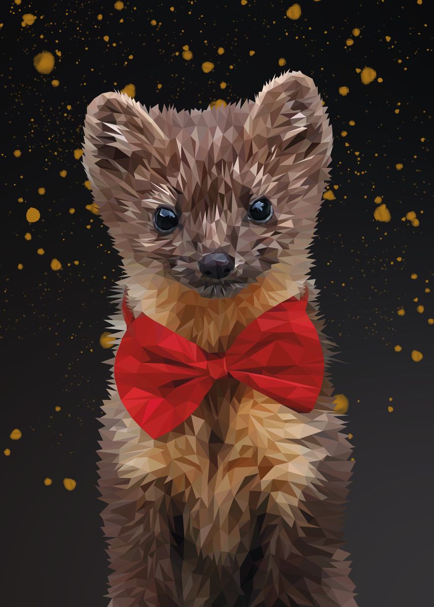 'Cute Weasel with Bowtie' Poster, picture, metal print, paint by Verena ...