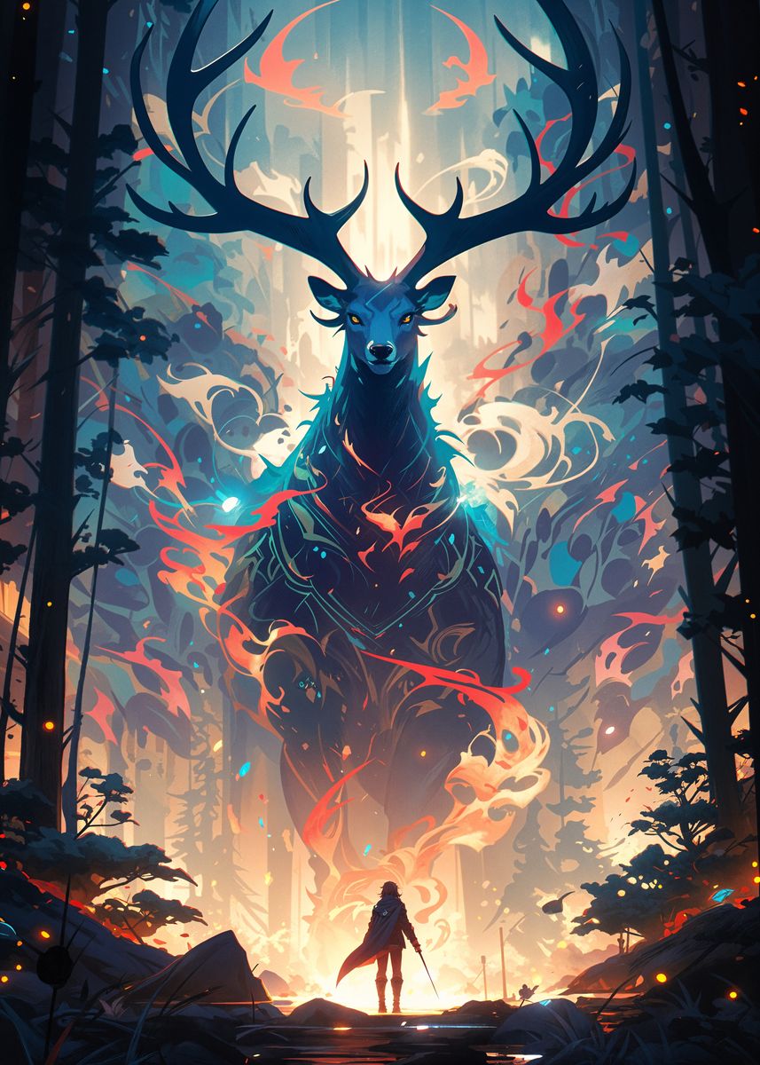 'Forest Spirit Deer' Poster, picture, metal print, paint by SuperNova ...