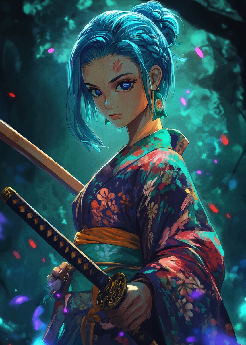 'Anime Samurai Girl' Poster, picture, metal print, paint by Donovan ...