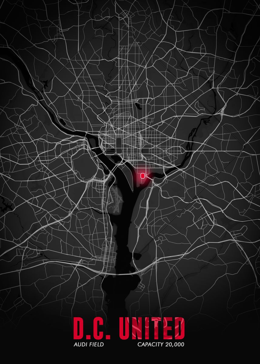 'DC United Stadium Map' Poster, picture, metal print, paint by Ez ...