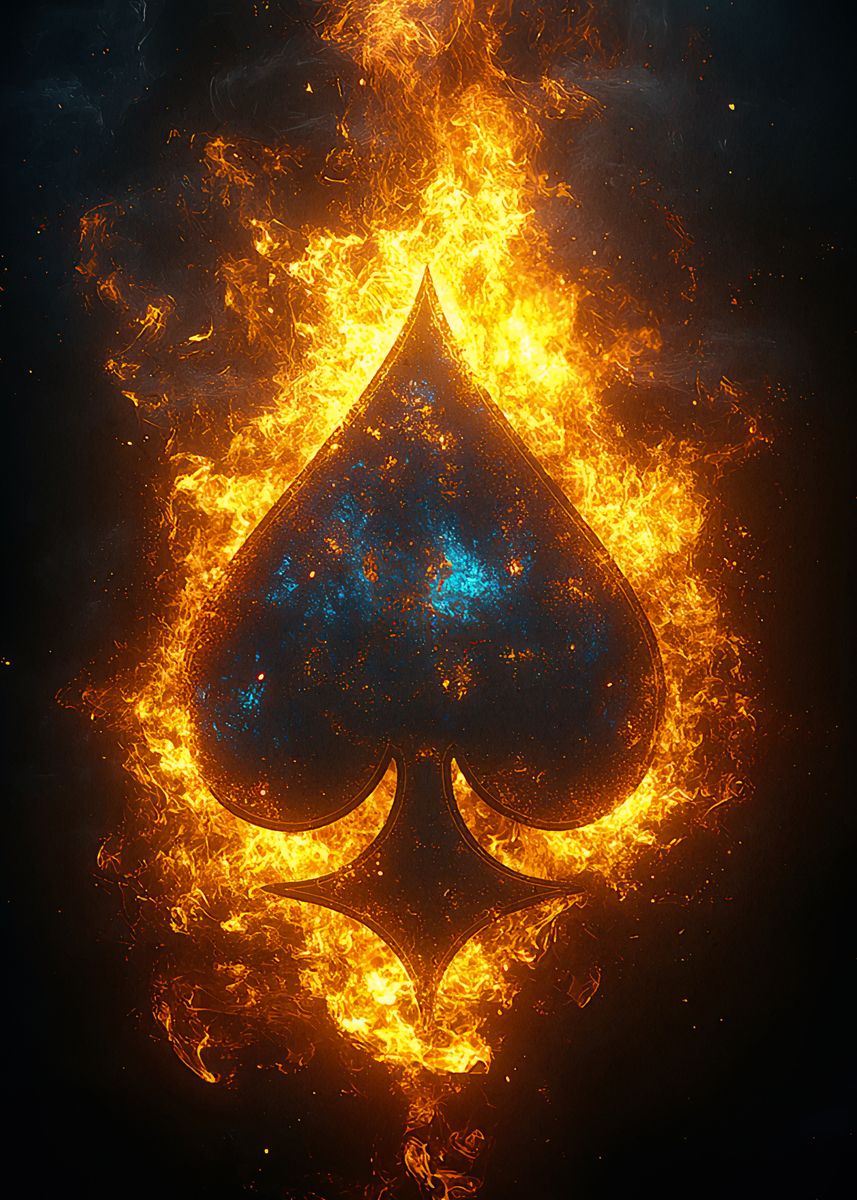 'Ace of Spades in Flames' Poster, picture, metal print, paint by ...