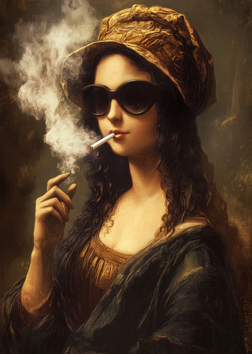 'Mona Lisa Smoking' Poster, picture, metal print, paint by Muhammad ...