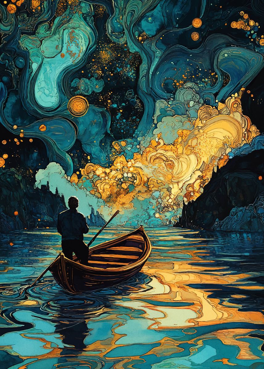 'Solitary Boatman' Poster, picture, metal print, paint by Mollie Knapp ...