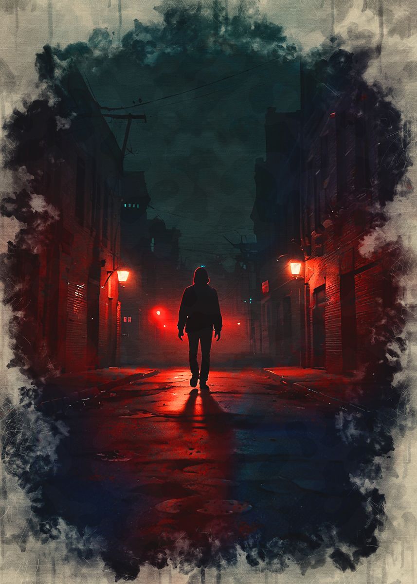 'Lonely Night Walk' Poster, picture, metal print, paint by Tiny ...