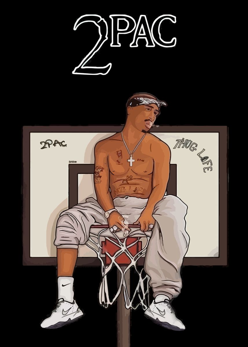 '2Pac Basketball Illustration' Poster, picture, metal print, paint by ...