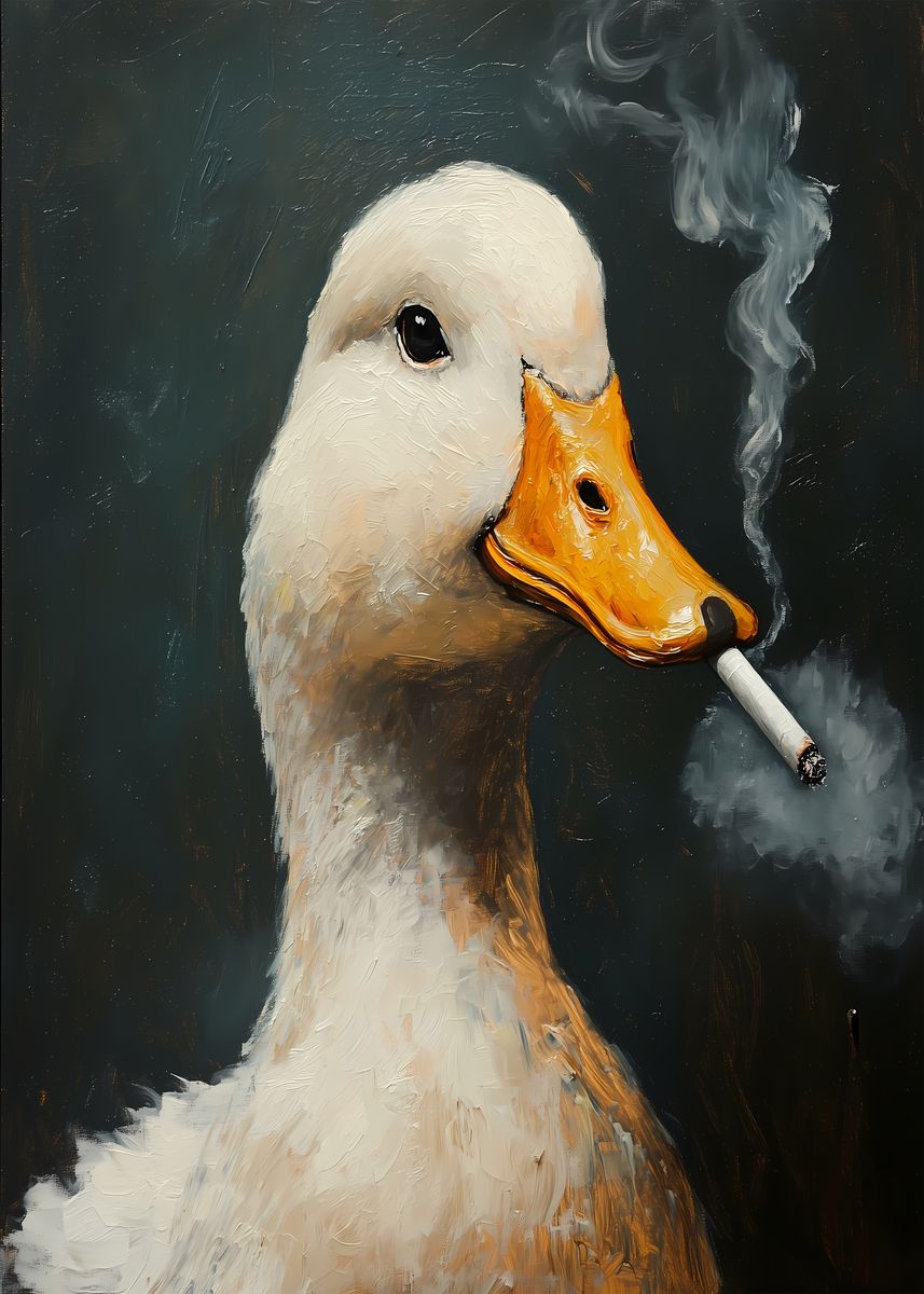 'Smoking Duck Painting' Poster, picture, metal print, paint by Muhammad ...
