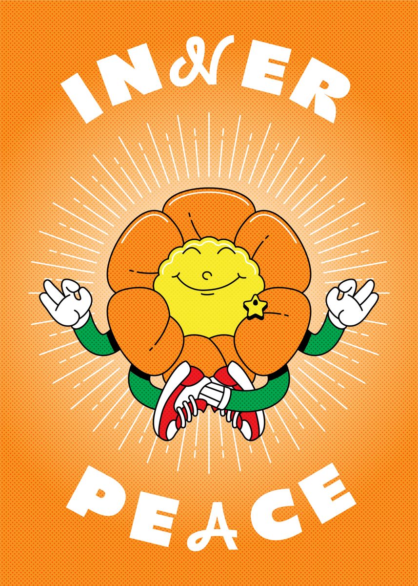 'Inner Peace Flower Motivation Quote' Poster, picture, metal print ...