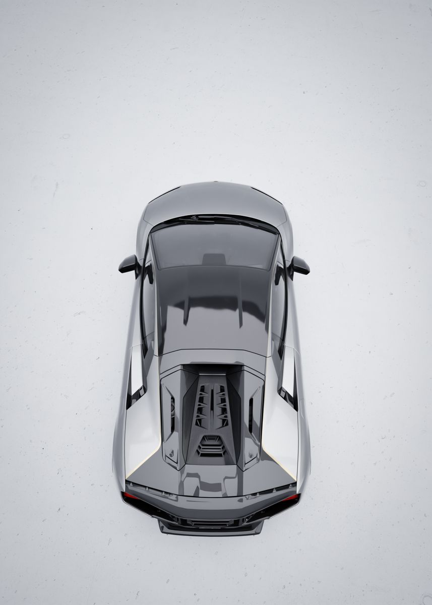 'Silver Lamborghini Temerario Top View' Poster, picture, metal print ...