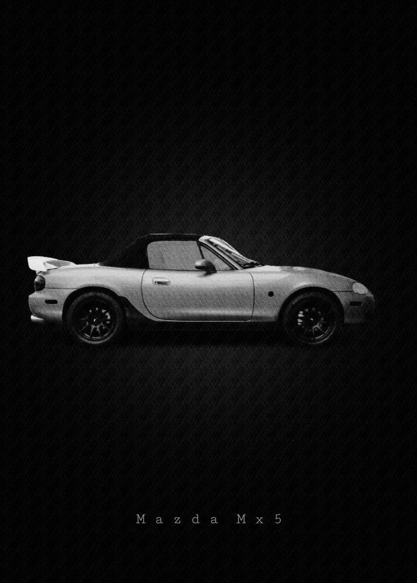 'Mazda MX-5 Side Profile' Poster, picture, metal print, paint by | Displate