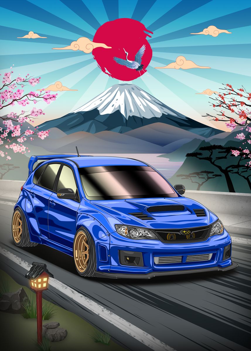 'Nippon Art subie Impreza WRX Hatchback' Poster, picture, metal print, paint by Navin Guyvit ...