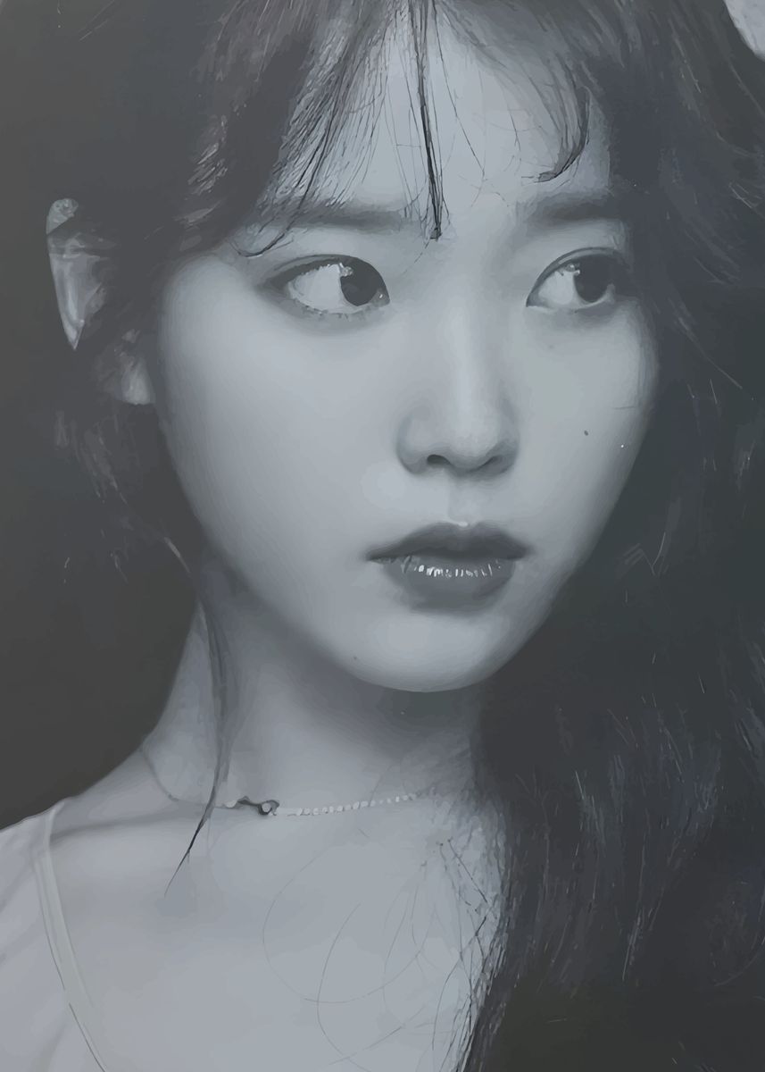 'IU Black and White Portrait' Poster, picture, metal print, paint by ...