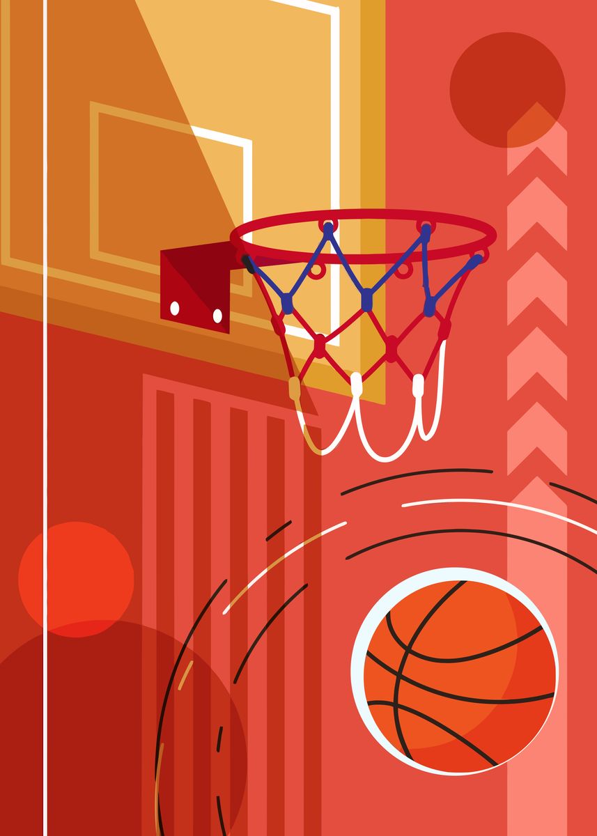 'Basketball Hoop Graphic' Poster, picture, metal print, paint by Avus ...