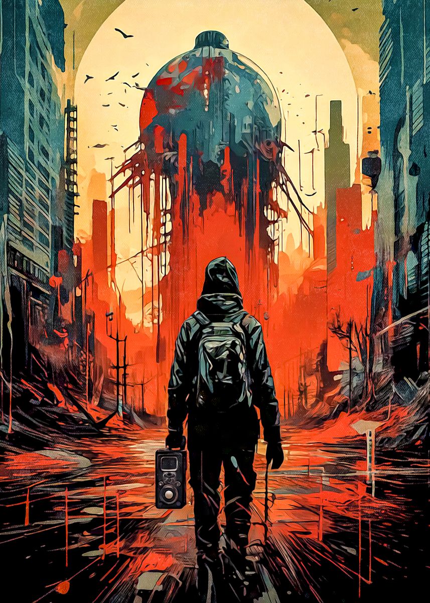 'Post-Apocalyptic Cityscape' Poster, picture, metal print, paint by ...