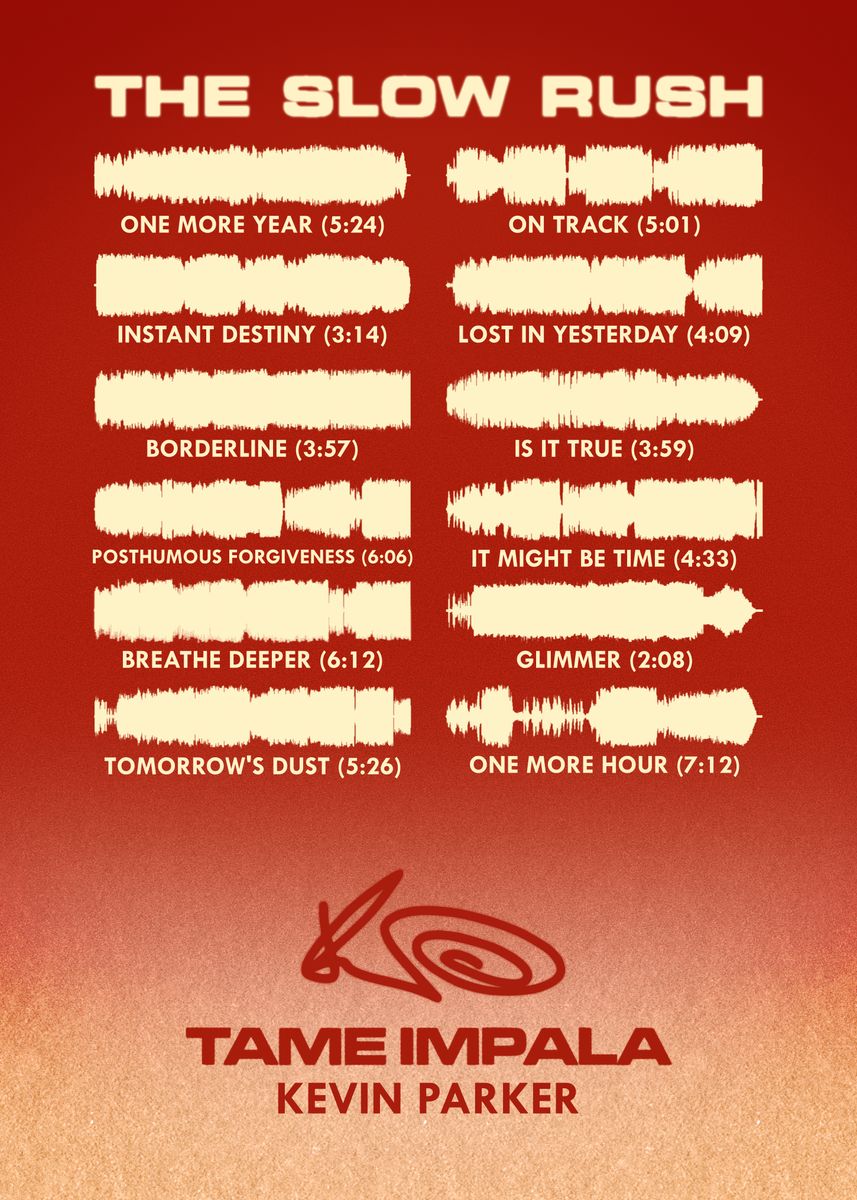 'Tame Impala 'The Slow Rush' Album Track list Soundwave Art' Poster ...