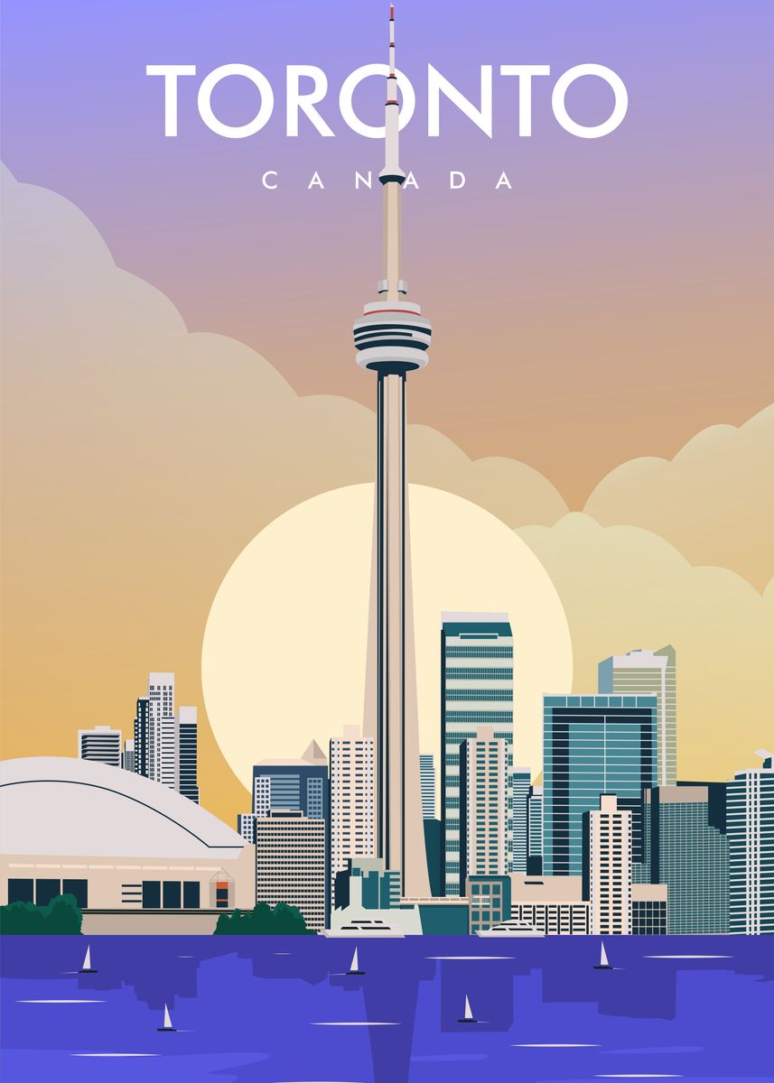 'Toronto Skyline Illustration' Poster, picture, metal print, paint by ...