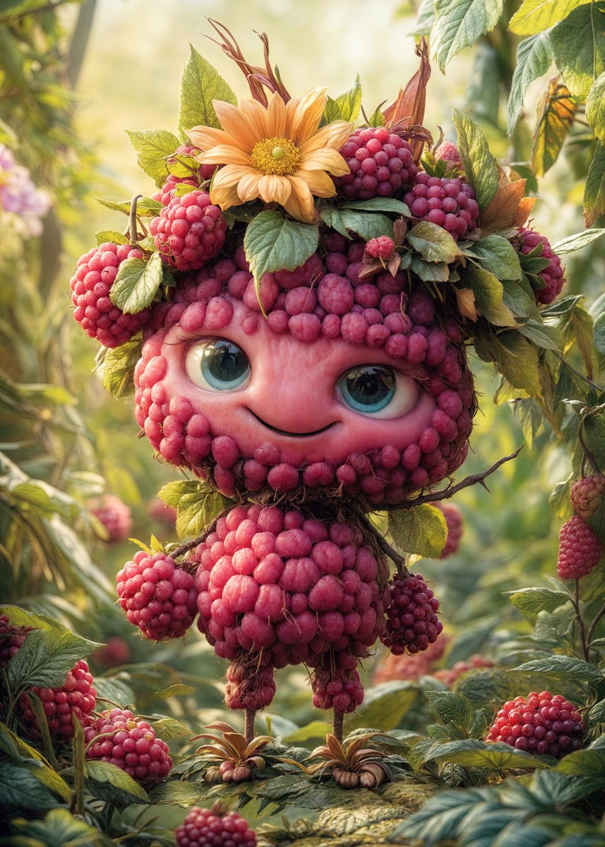 'Funny Raspberry Creature' Poster, picture, metal print, paint by ...