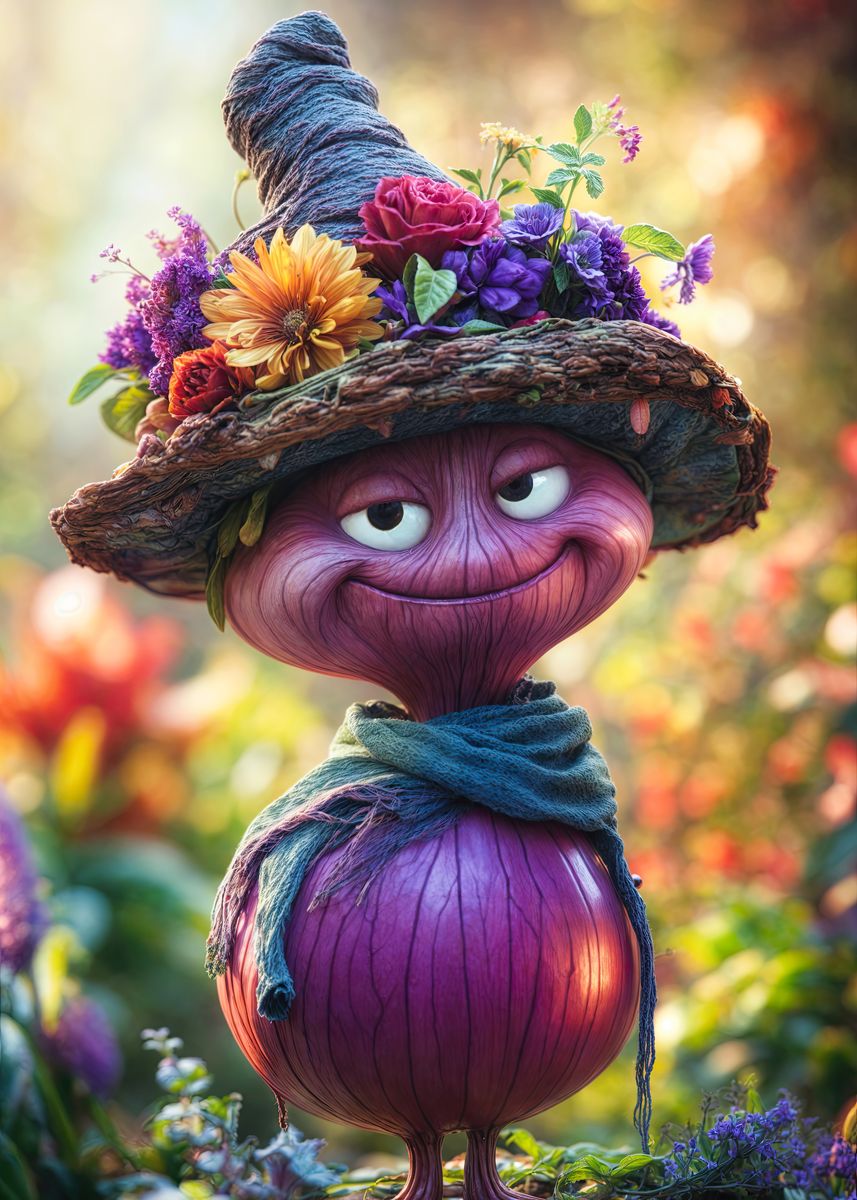 'Smiling Onion Character' Poster, picture, metal print, paint by ...