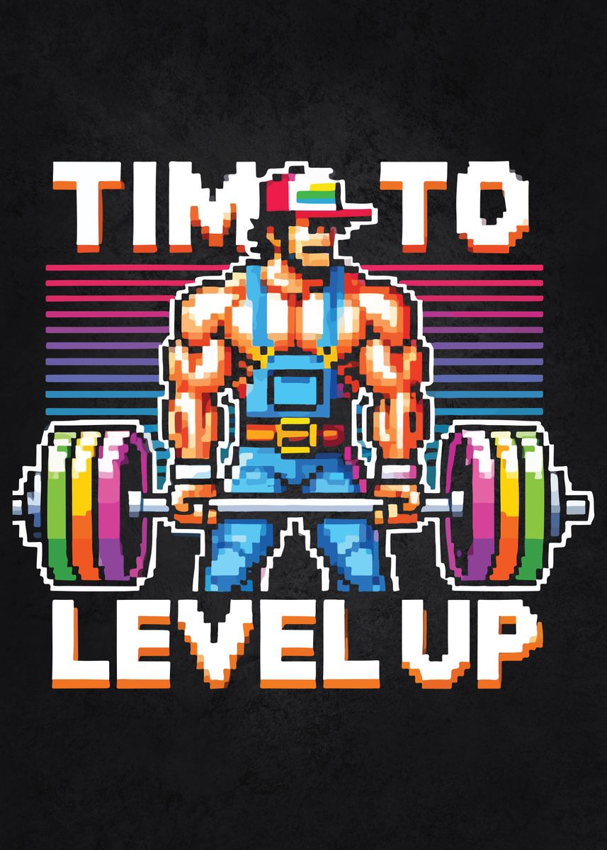 'Level Up Video Game Gamer Gym Workout Gaming Fitness Lifting' Poster ...