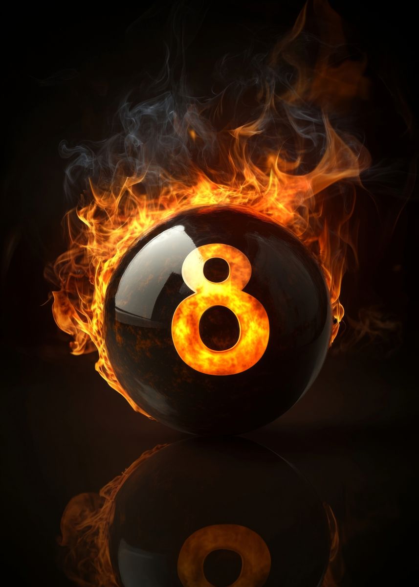'Flaming billiards 8 Ball' Poster, picture, metal print, paint by ...