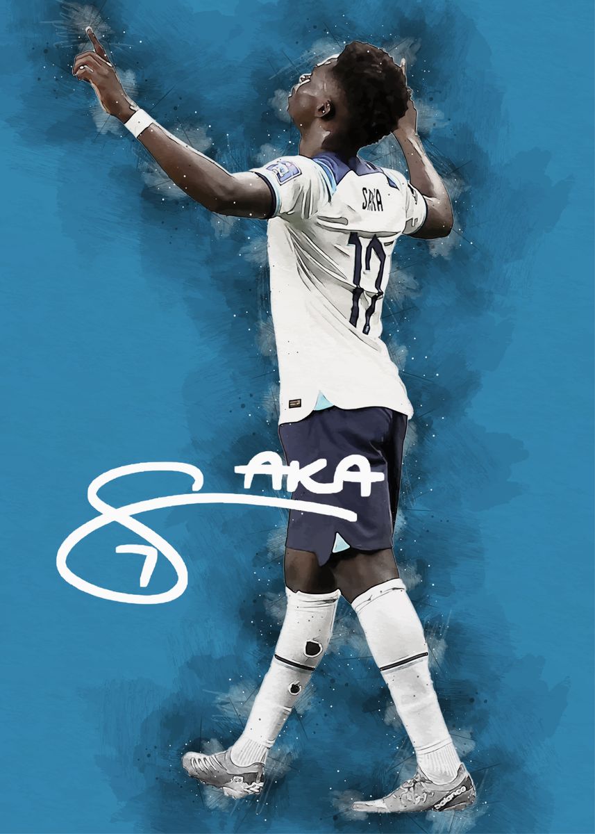 'Bukayo Saka Watercolor Art' Poster, picture, metal print, paint by ...