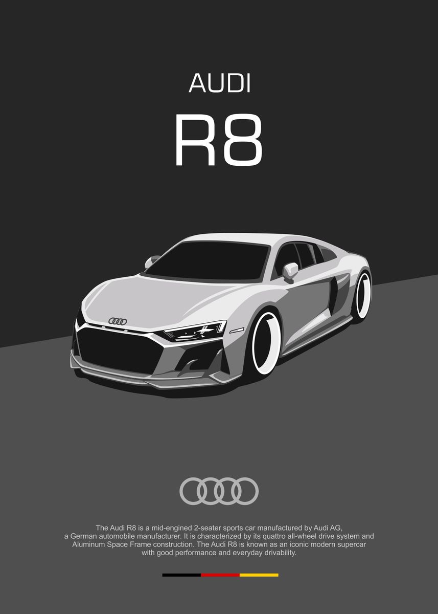 'Audi R8' Poster, picture, metal print, paint by Muezzahero | Displate