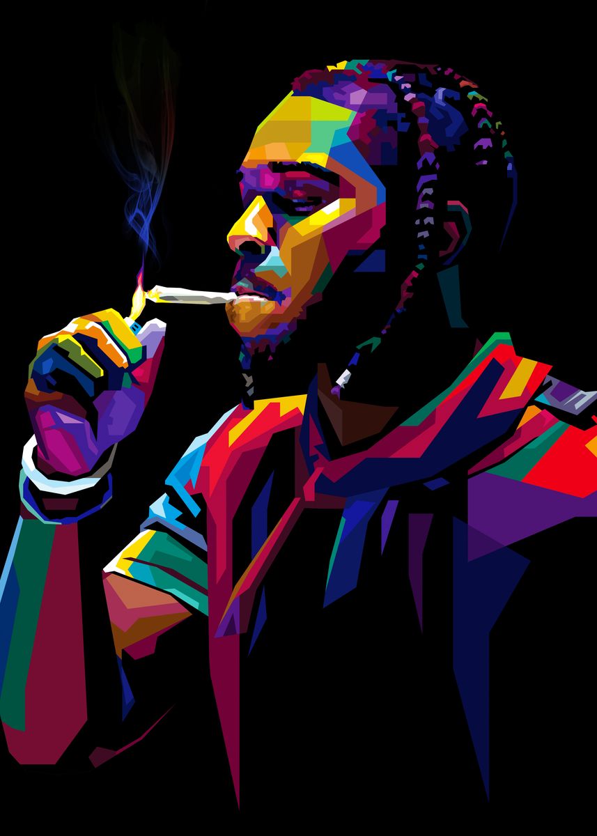 'Rapper Smoking Pop Art Portrait' Poster, picture, metal print, paint ...