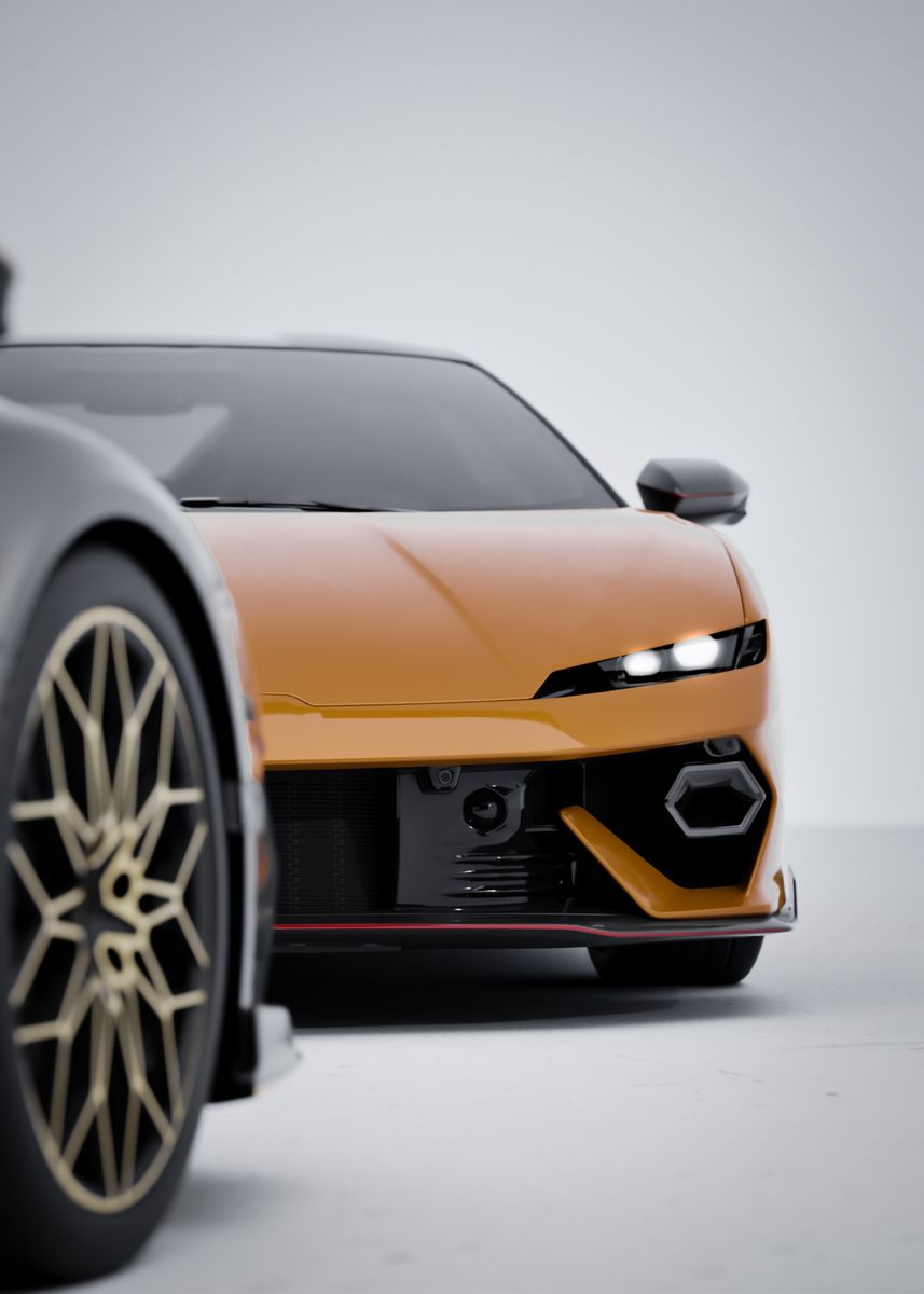 'Orange Lamborghini Temerario Closeup' Poster, picture, metal print ...