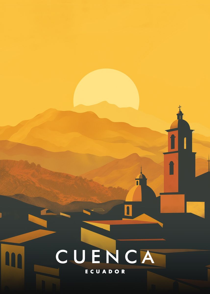 'Cuenca, Ecuador Sunset' Poster, picture, metal print, paint by Merah ...