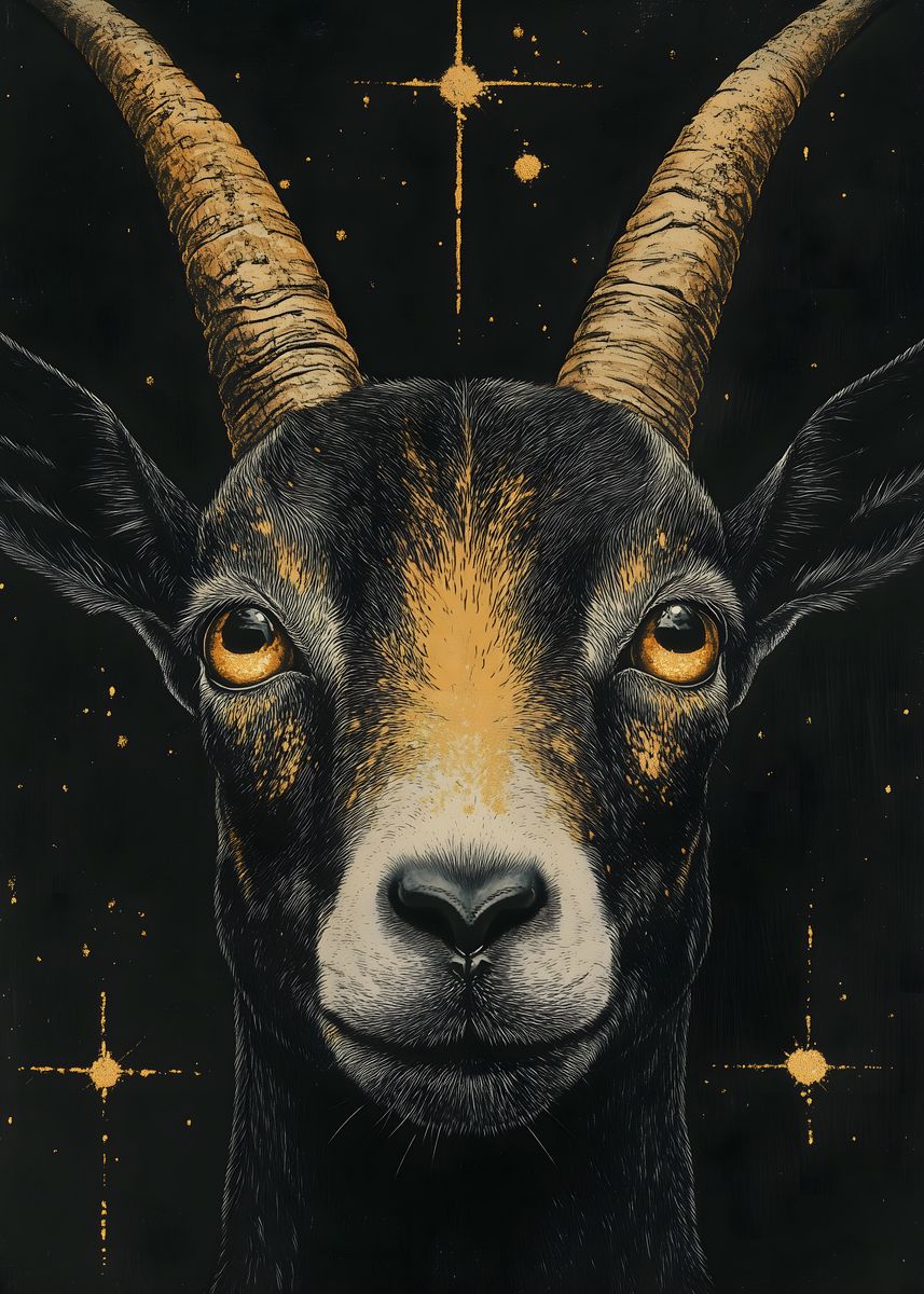 'Golden Goat Portrait' Poster, picture, metal print, paint by Jaylin ...