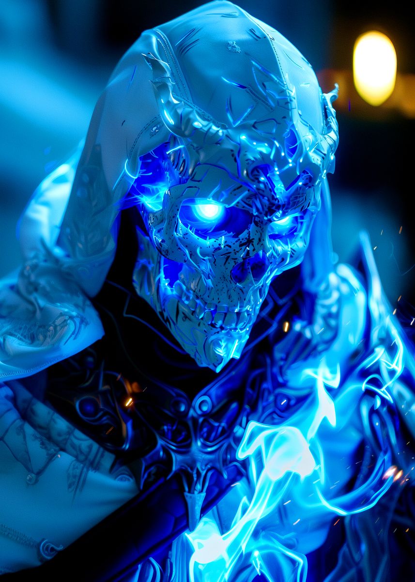 'Blue Skull' Poster, picture, metal print, paint by mane kine | Displate