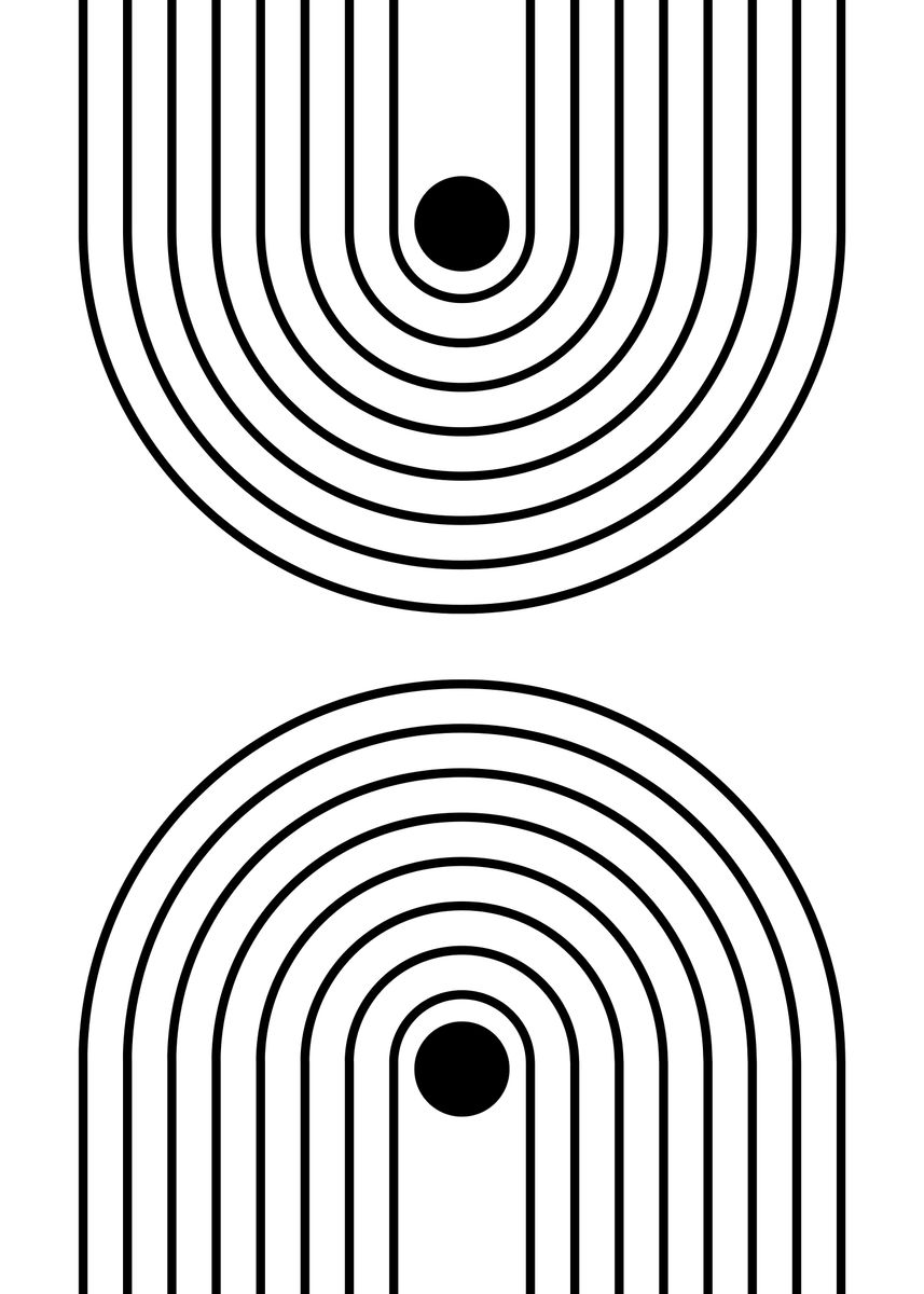 'Abstract Black and White Arcs' Poster, picture, metal print, paint by ...