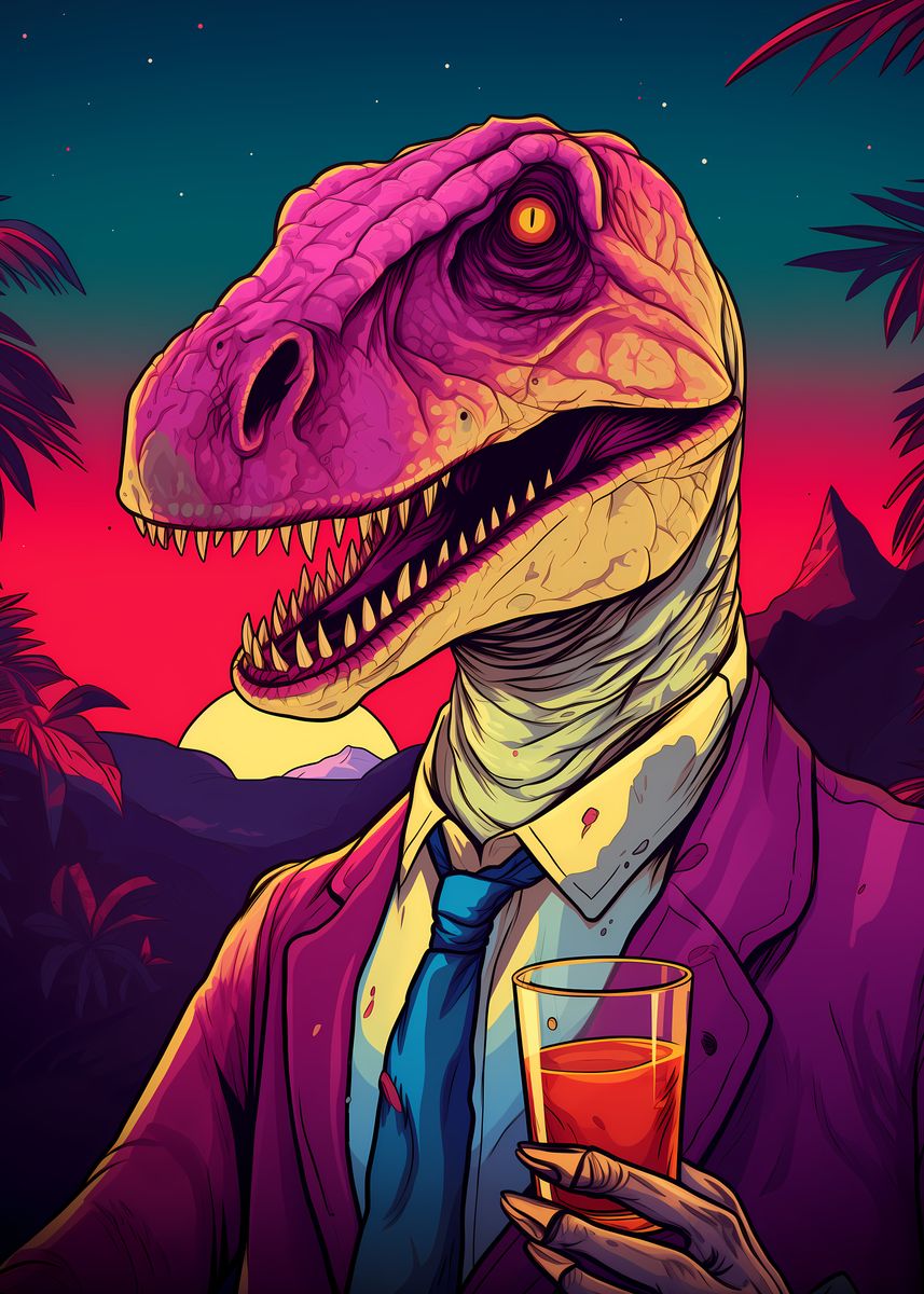 'Raptor in Suit' Poster, picture, metal print, paint by Spooky Blob ...