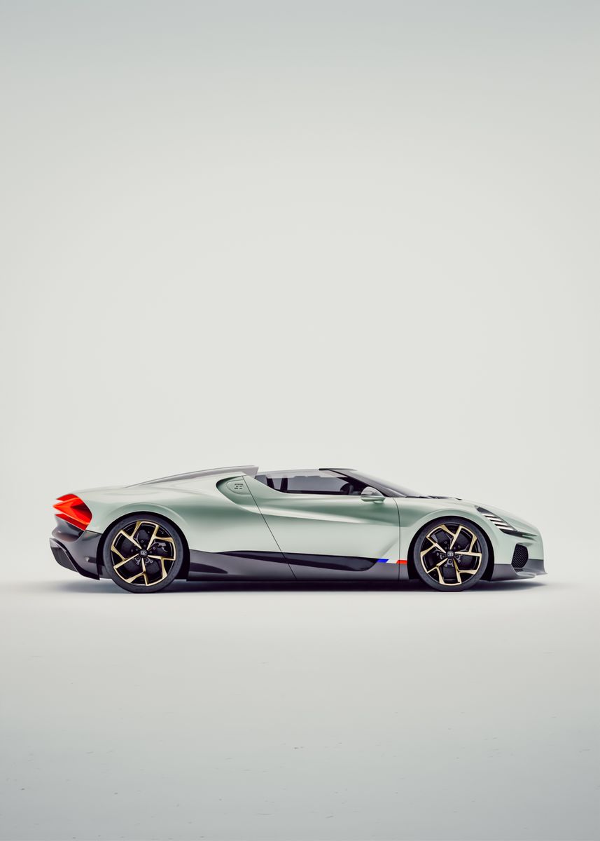 'Green Bugatti Mistral - Side' Poster, picture, metal print, paint by ...