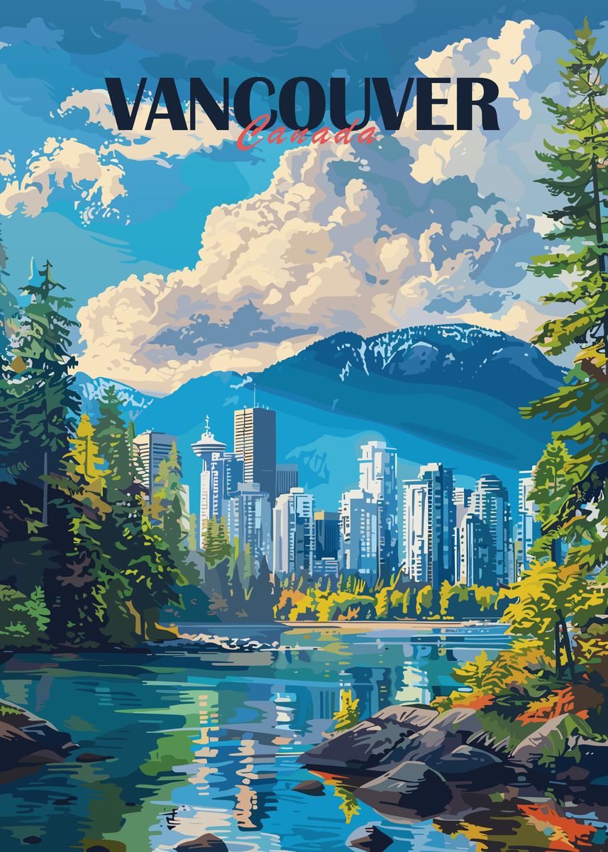 'Vancouver Cityscape' Poster, picture, metal print, paint by Mason ...