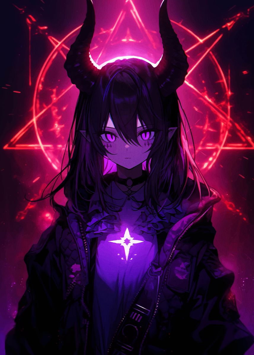 'Anime Demon Girl' Poster, picture, metal print, paint by Traci Hills ...