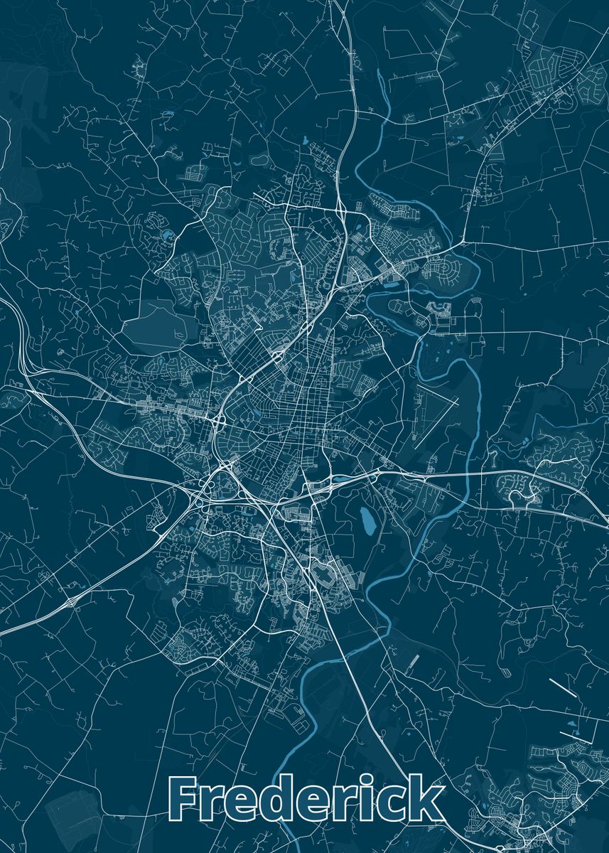 'Frederick City Map' Poster, picture, metal print, paint by Sam Kal ...