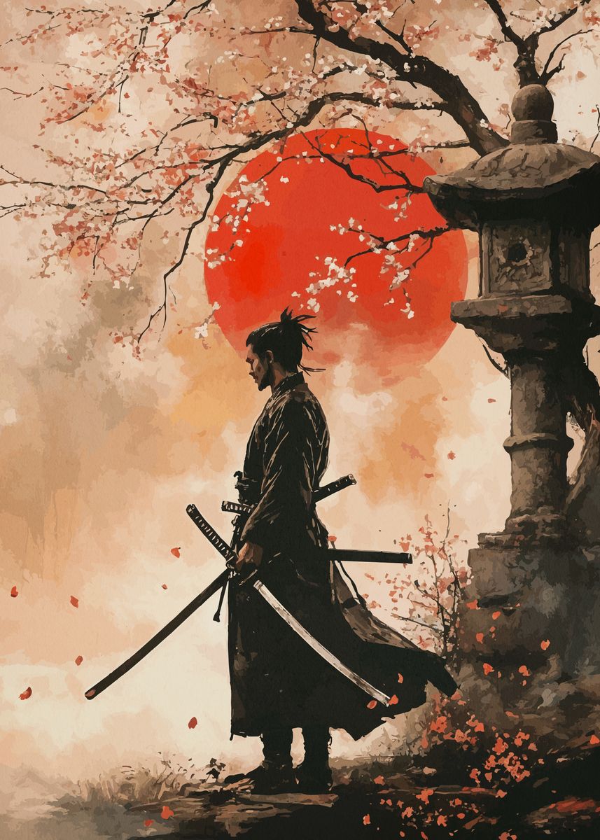 'Samurai Sunset' Poster, picture, metal print, paint by CapriceRowley ...