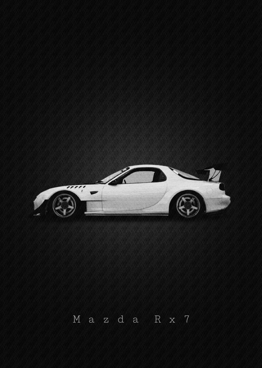'Mazda RX-7 Side Profile' Poster, picture, metal print, paint by | Displate