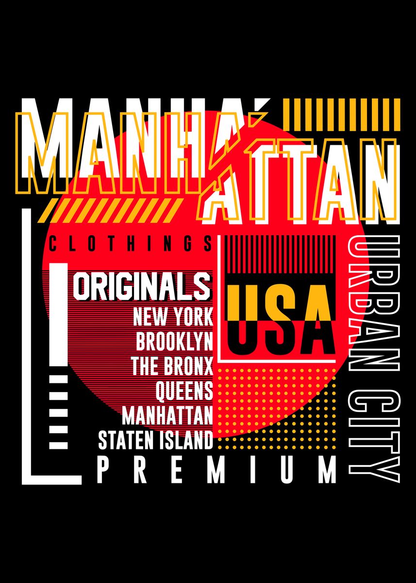 'Manhattan Clothing Design' Poster, picture, metal print, paint by ...