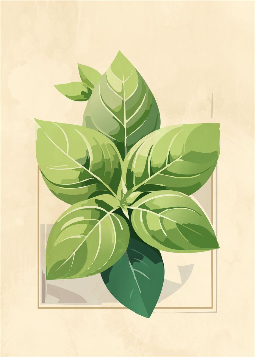 'Basil Leaves' Poster, picture, metal print, paint by Cedric Rehm ...